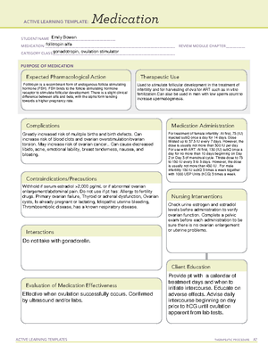 Terbutaline - ACTIVE LEARNING TEMPLATES Medication STUDENT NAME - Studocu