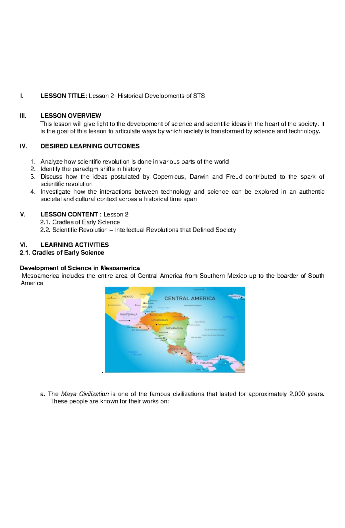 Historical Developments of STS - I. LESSON TITLE: Lesson 2- Historical ...
