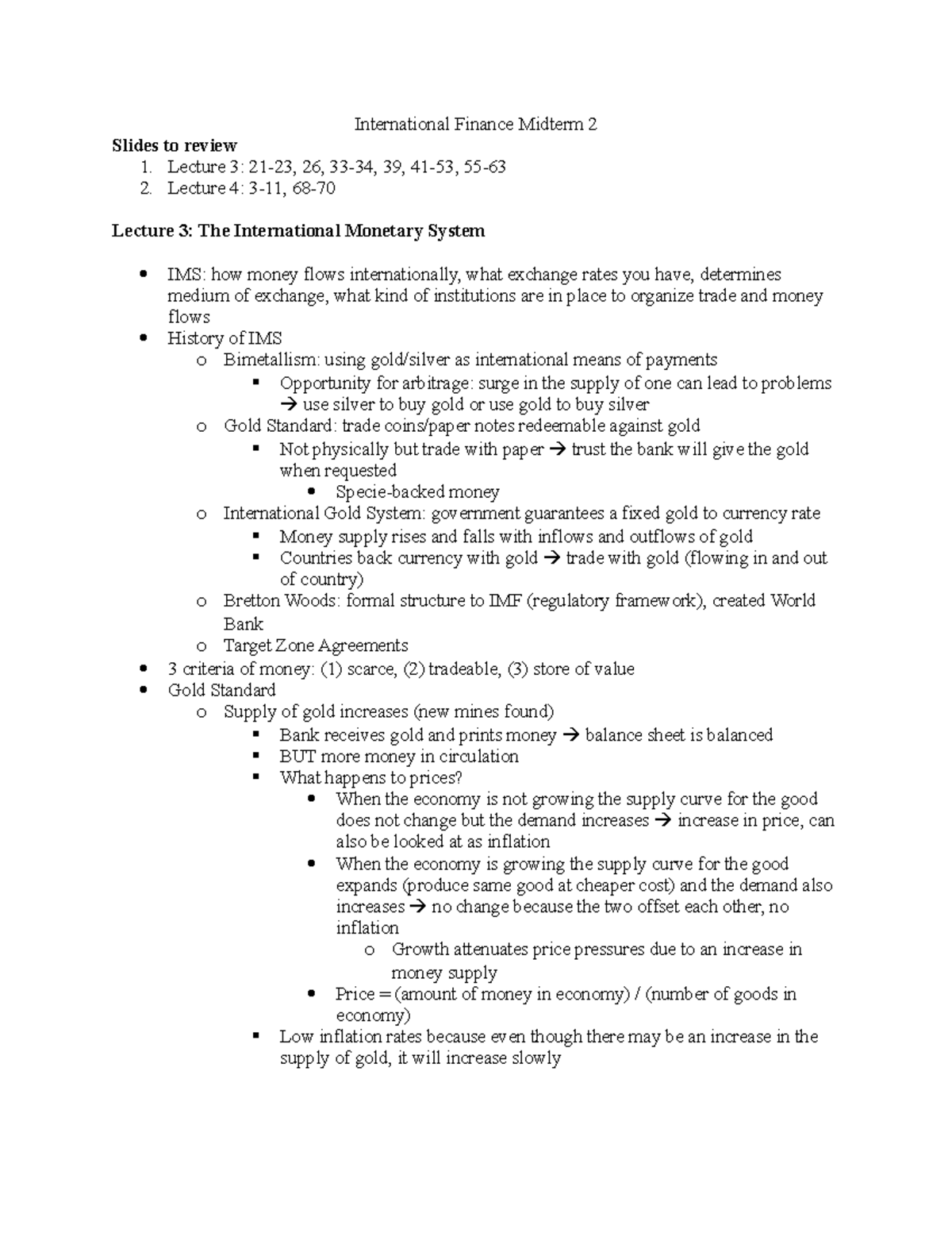 Midterm 2 Study Guide - International Finance Midterm 2 Slides to ...