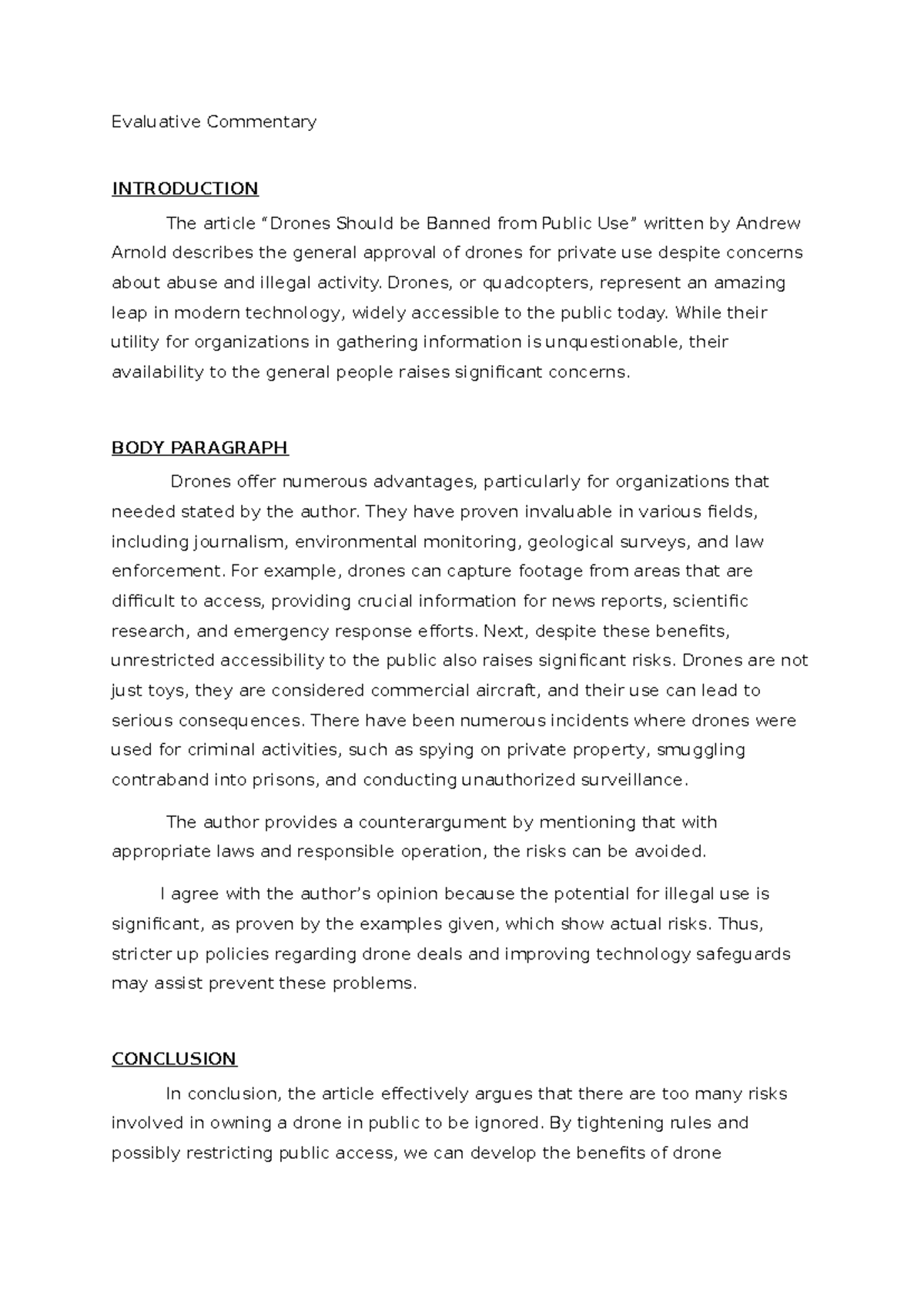 Elc - Evaluative Commentary draft - Evaluative Commentary INTRODUCTION ...