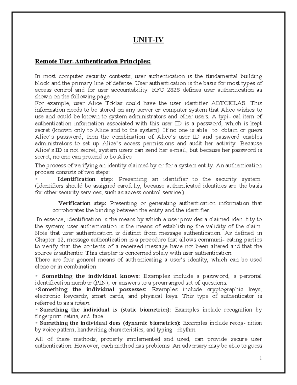 9 UNIT-4 - CNS MATERIAL - UNIT-IV Remote User-Authentication Principles ...