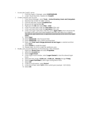 8.1.7 Create User Accounts - Access the CorpDC server. From the Hyper-V ...