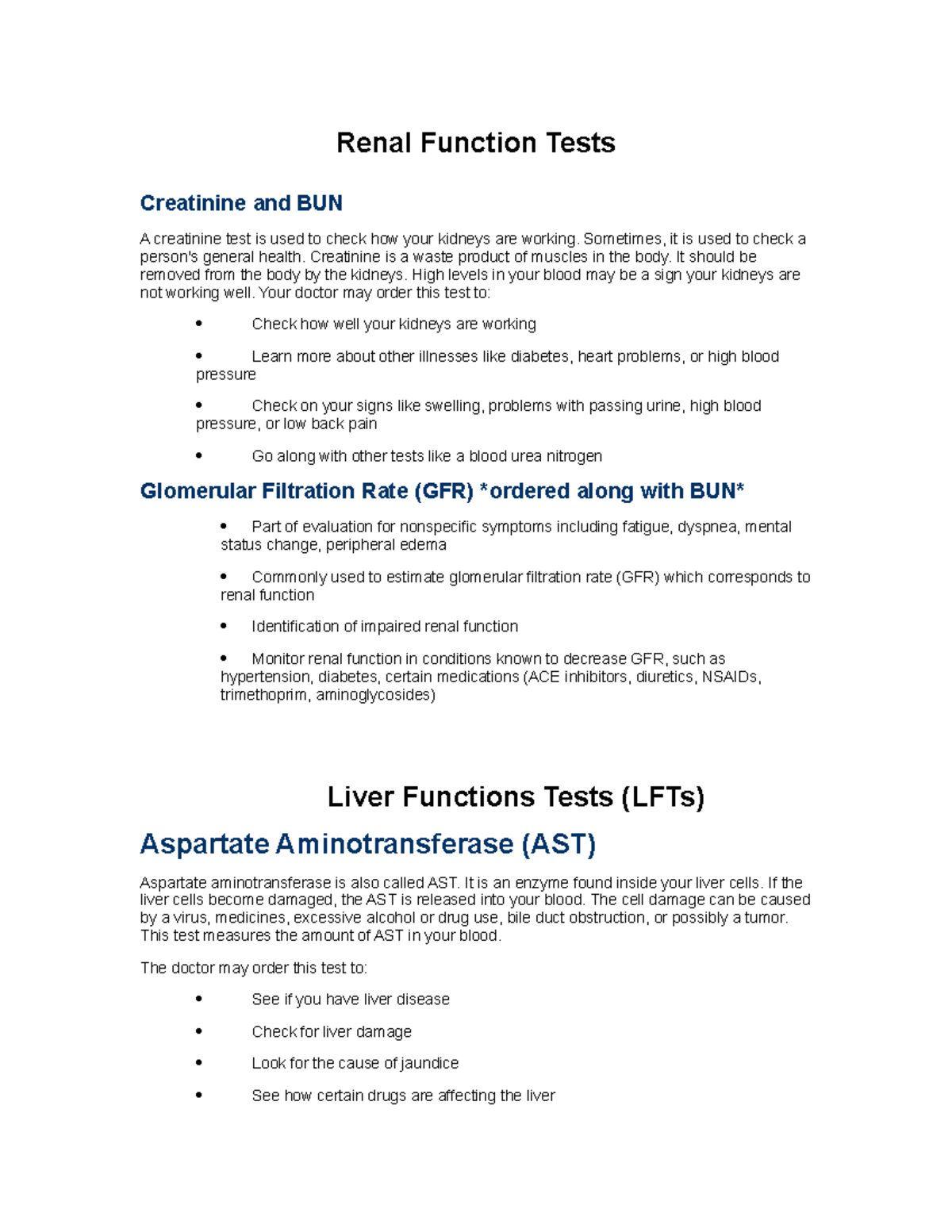 Renal Function Tests - Renal Function Tests Creatinine and BUN A ...