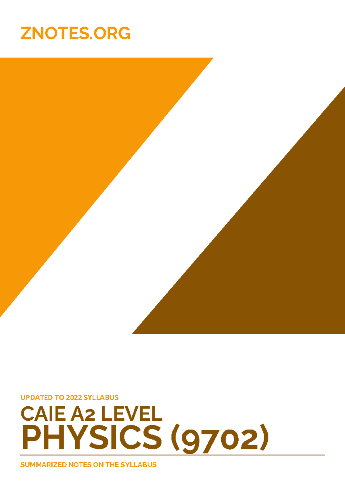 Caie a2 physics 9702 theory v4 - ZNOTES SUMMARIZED NOTES ON THE ...