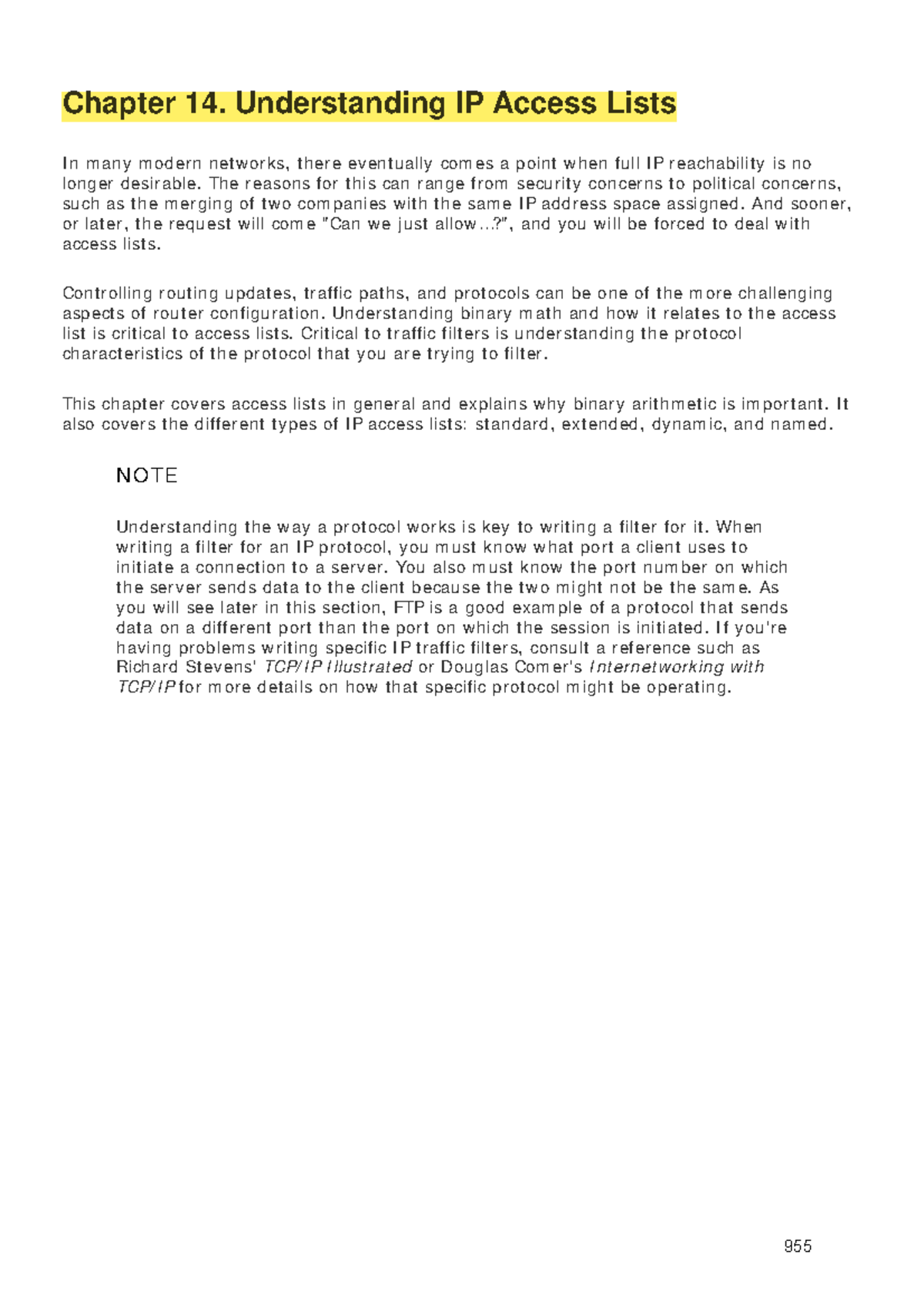 Chapter 14 Understanding IP Access Lists - Chapter 14. Understanding IP Access Lists I n m any m ...