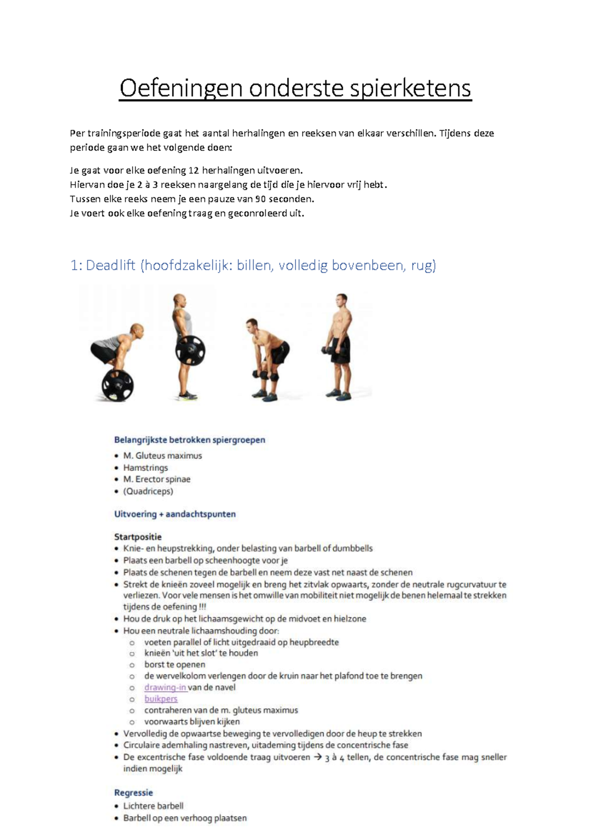 Trainingsschema onderste spierketens en core - Oefeningen onderste ...