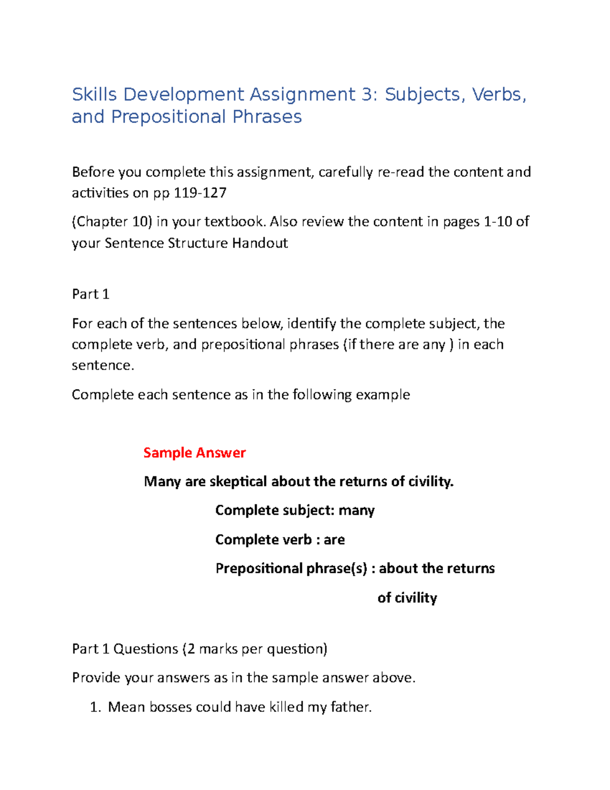 Skills Development Assignment 3 - Also review the content in pages 1-10 ...
