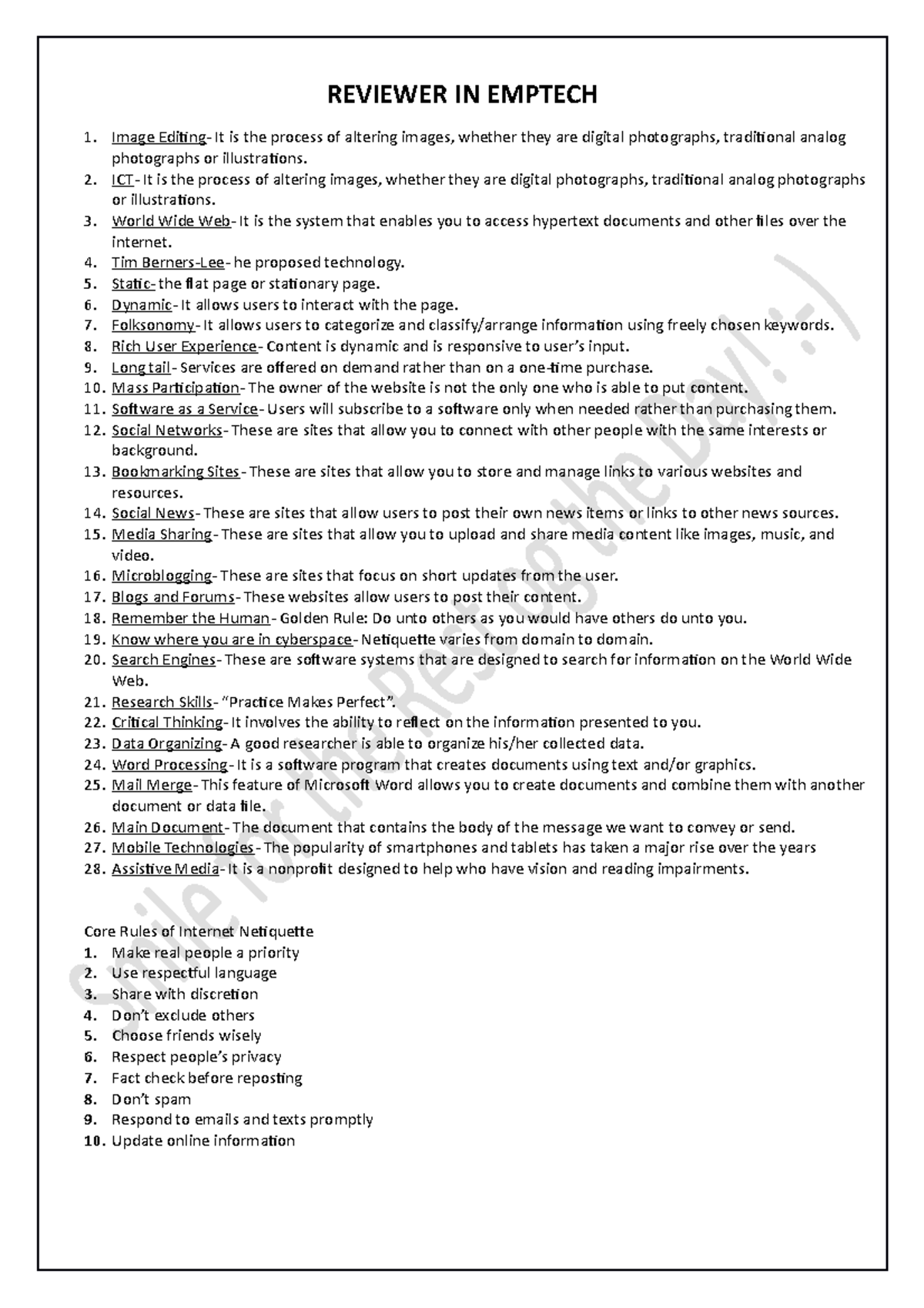 Reviewer IN Emptech - ENGLISH - REVIEWER IN EMPTECH Image Editing- It is the process of altering ...