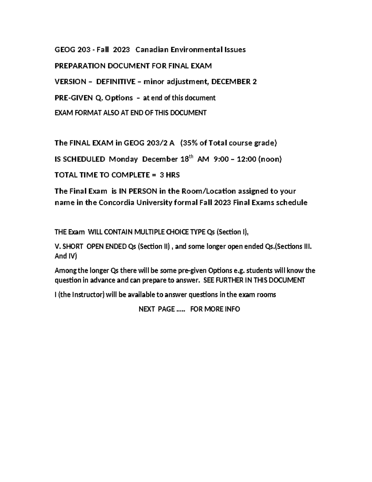 G203 F23-Fnl Rview - Guide for final exam - GEOG 203 - Fall 2023 ...