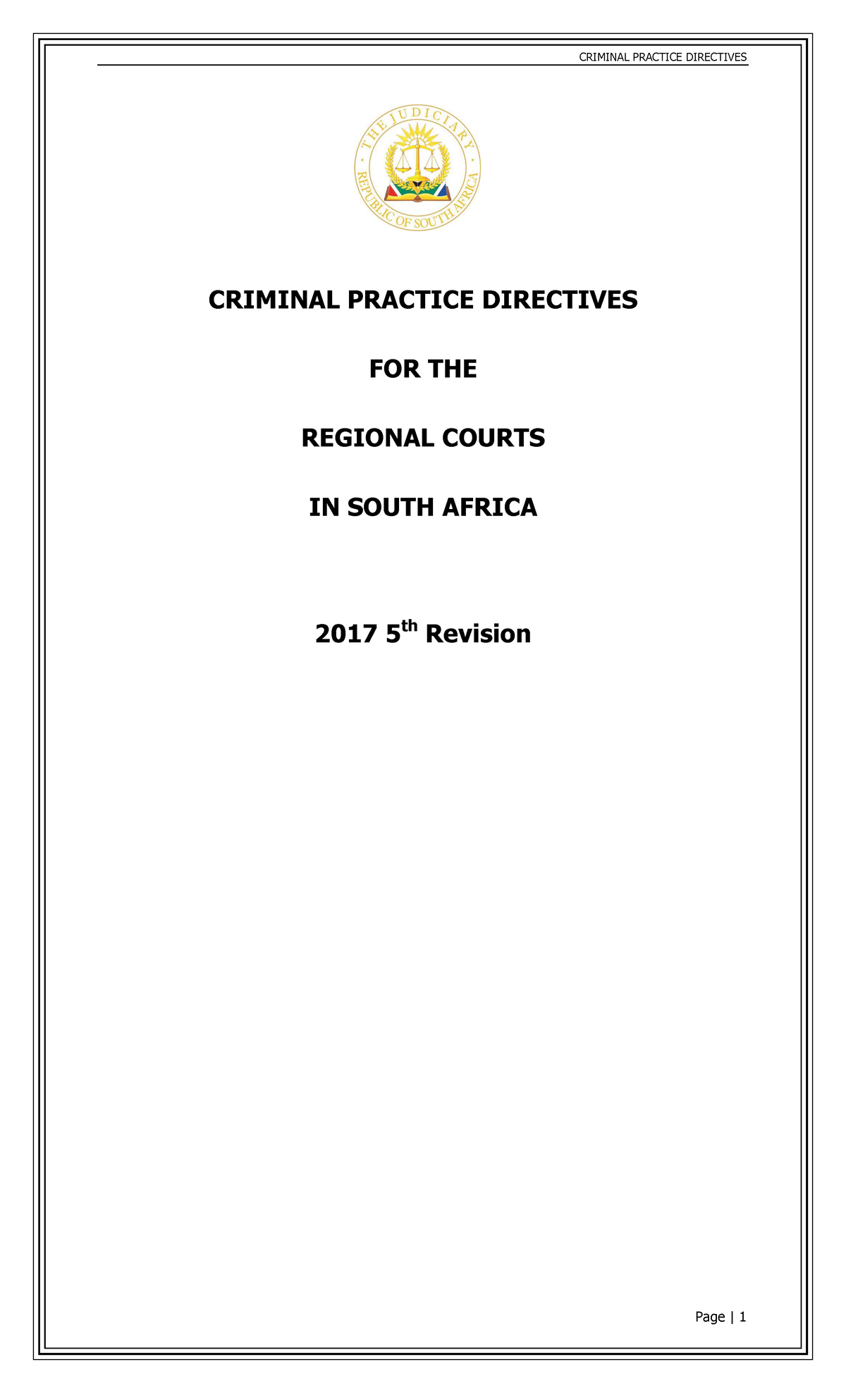 Regional Criminal Court-Practice Directives-2017 - CRIMINAL PRACTICE DIRECTIVES FOR THE REGIONAL ...
