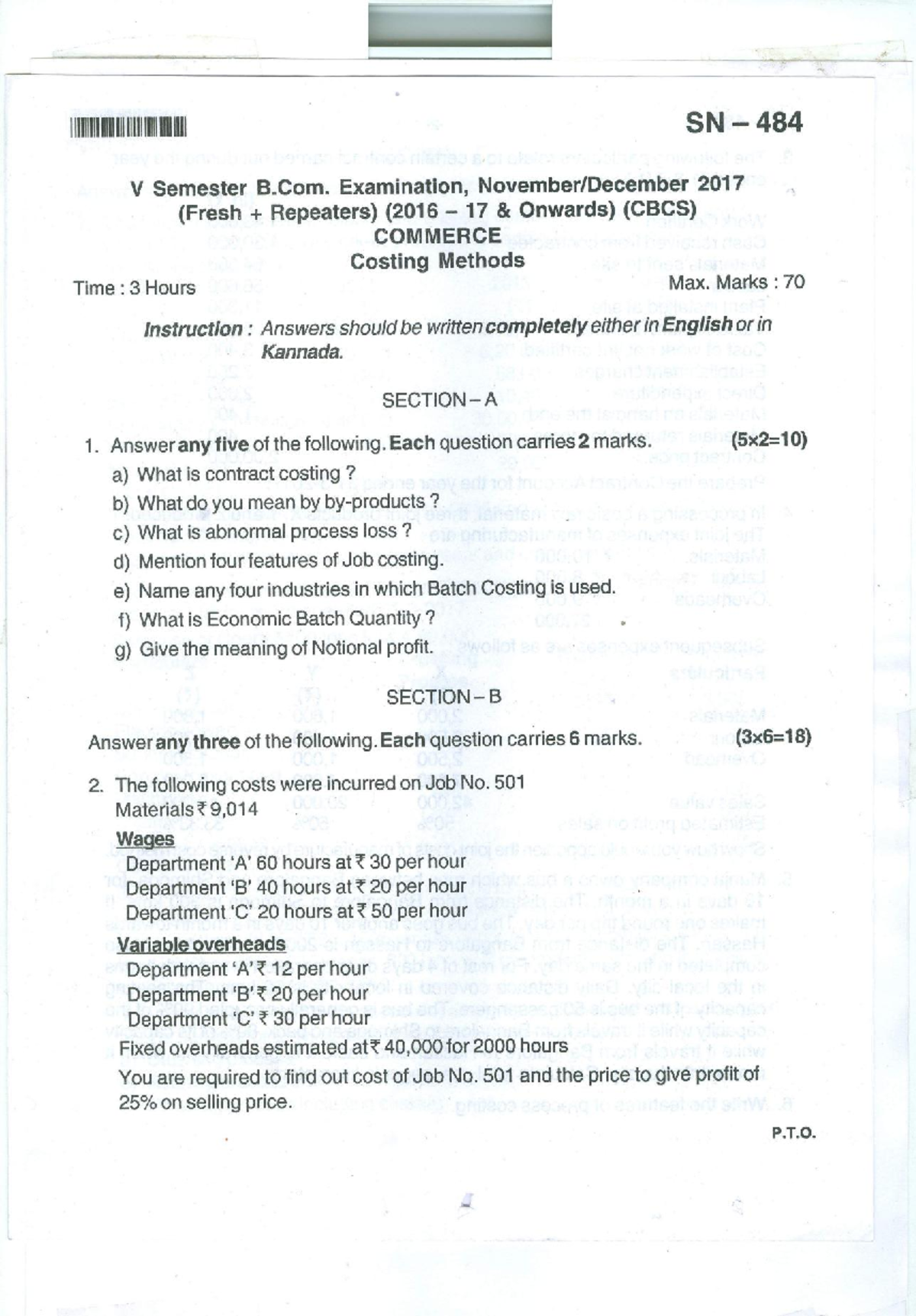 Costing-Methods-min - Question papers for practice - Bcom - Studocu