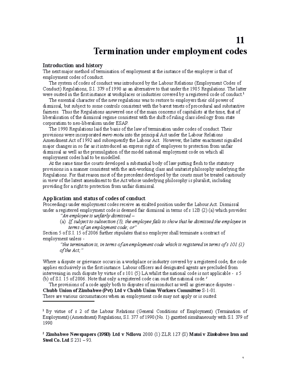 Labour Guide Chapter 11 Temination Codes - 11 Termination under ...