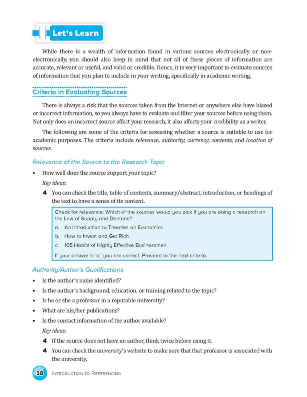 English 3 in Senior High - CRITERIA IN EVALUATING SOURCES Relevance of ...