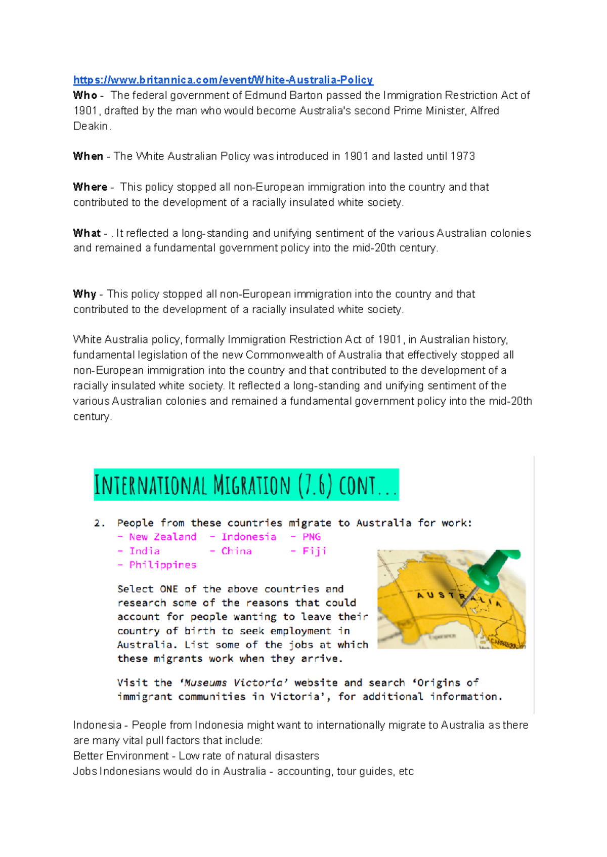 White Australian Policy - britannica/event/White-Australia-Policy Who ...