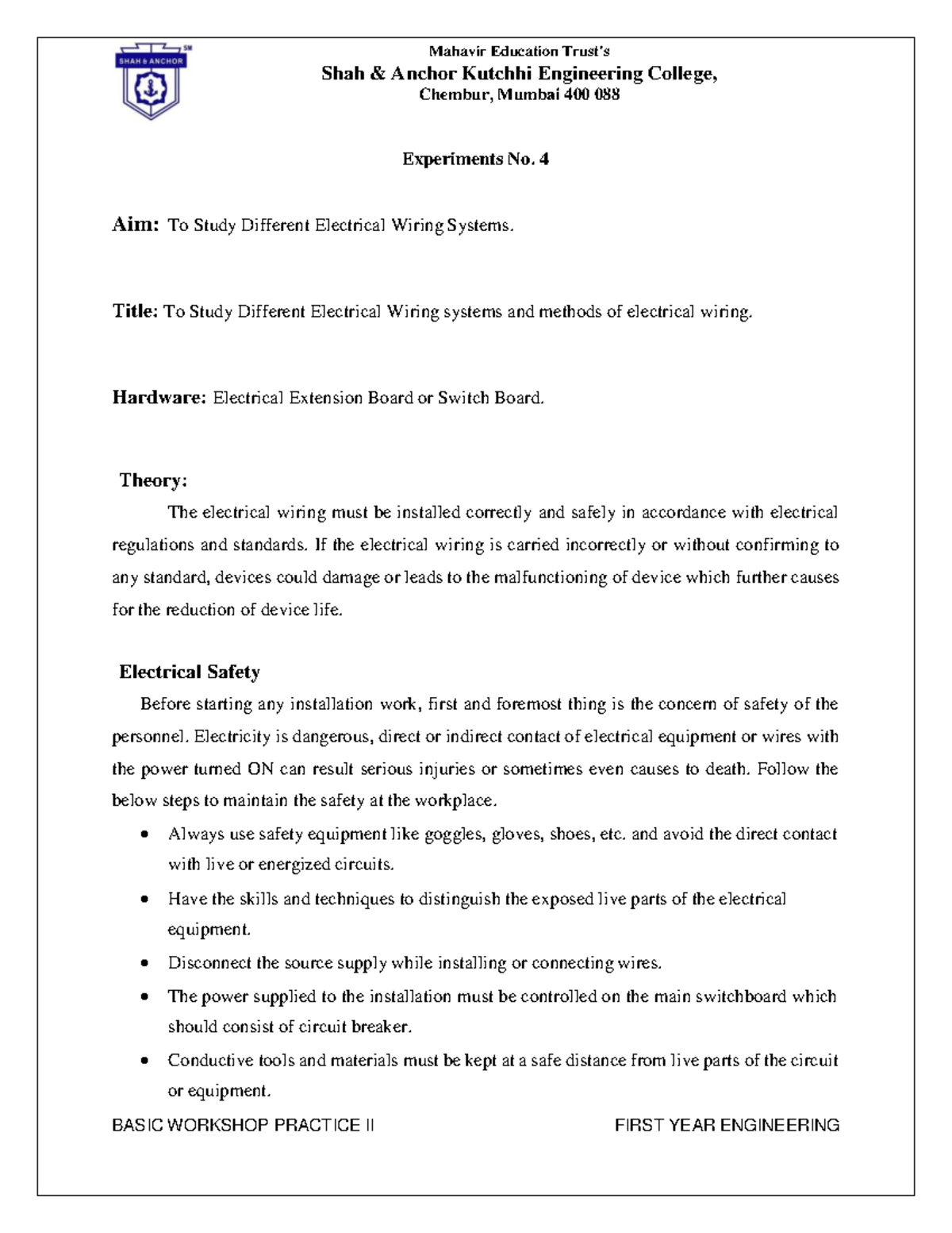 SK BWP II EXPT 4 - Sem 2 bwp practical notes - Shah & Anchor Kutchhi ...
