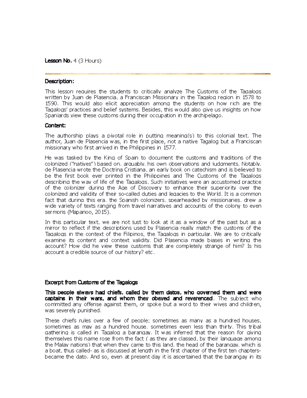 Customs OF Tagalog - i am a first year student - Lesson No. 4 (3 Hours ...