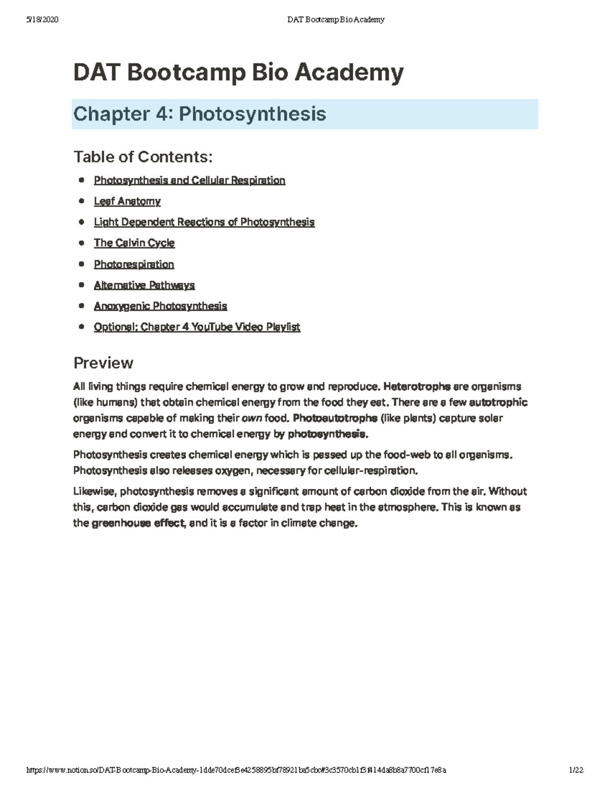 DAT Bootcamp Bio Academy 4 - DAT Bootcamp Bio Academy Chapter 4 ...