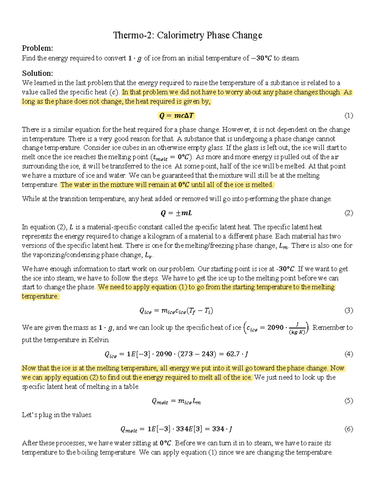 5 Thermo-2 Calorimetry-Phase final - Thermo-2: Calorimetry Phase Change ...