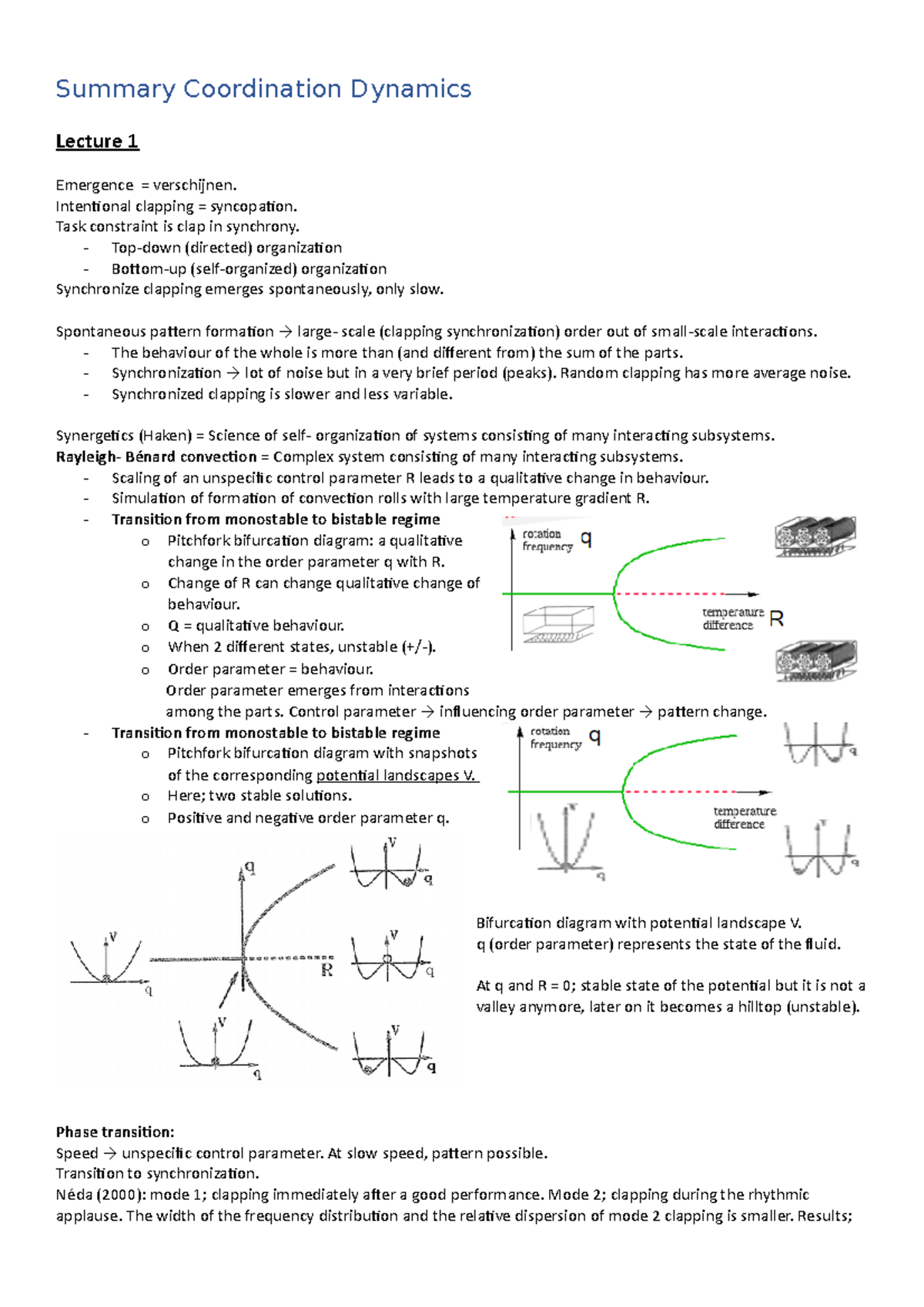 Summary Coordination Dynamics - Summary Coordination Dynamics Lecture 1 ...