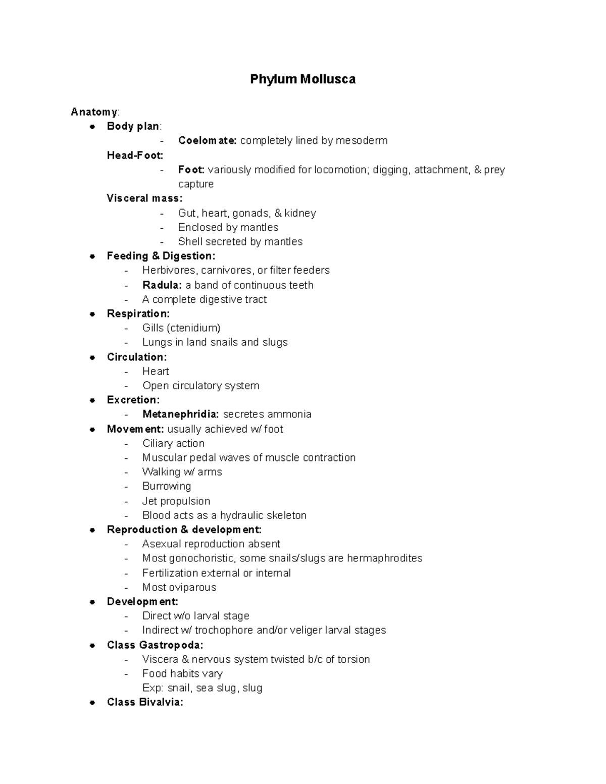 Phylum Mollusca - Phylum Mollusca Anatomy : Body plan : - Coelomate ...