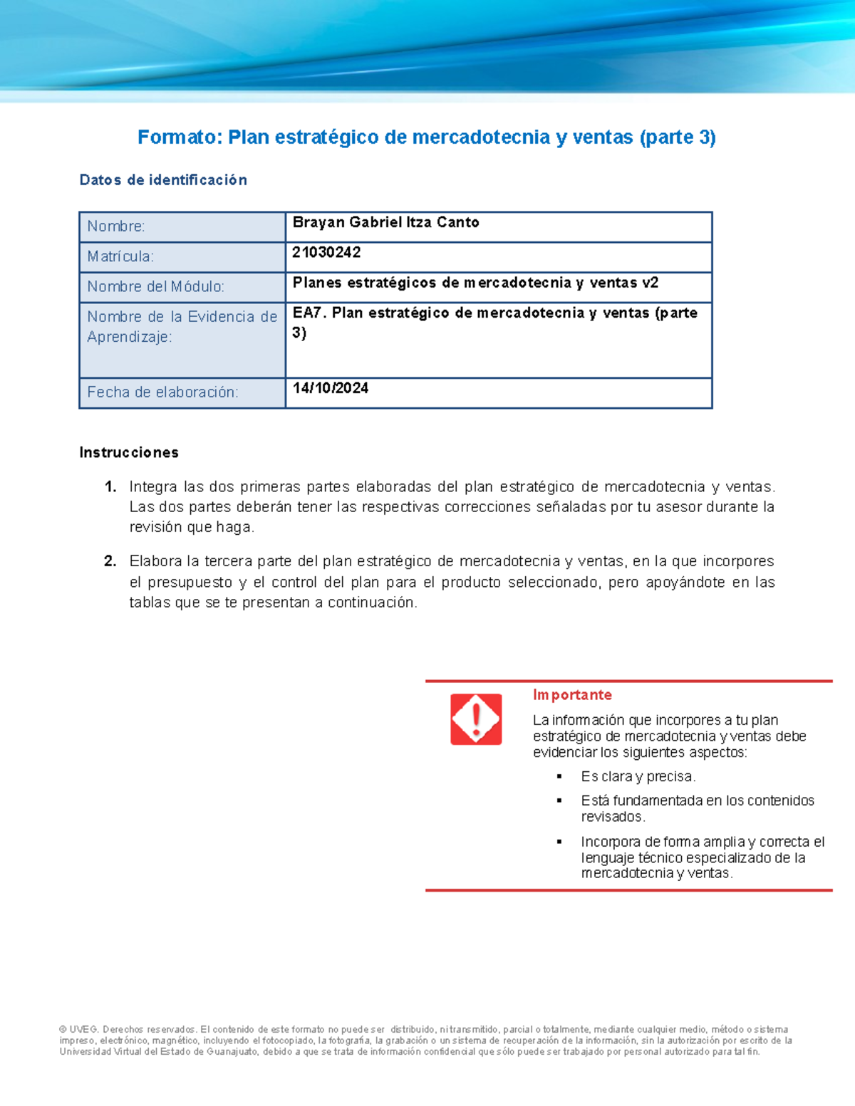 PEMy V Parte III - Formato: Plan estratégico de mercadotecnia y ventas ...