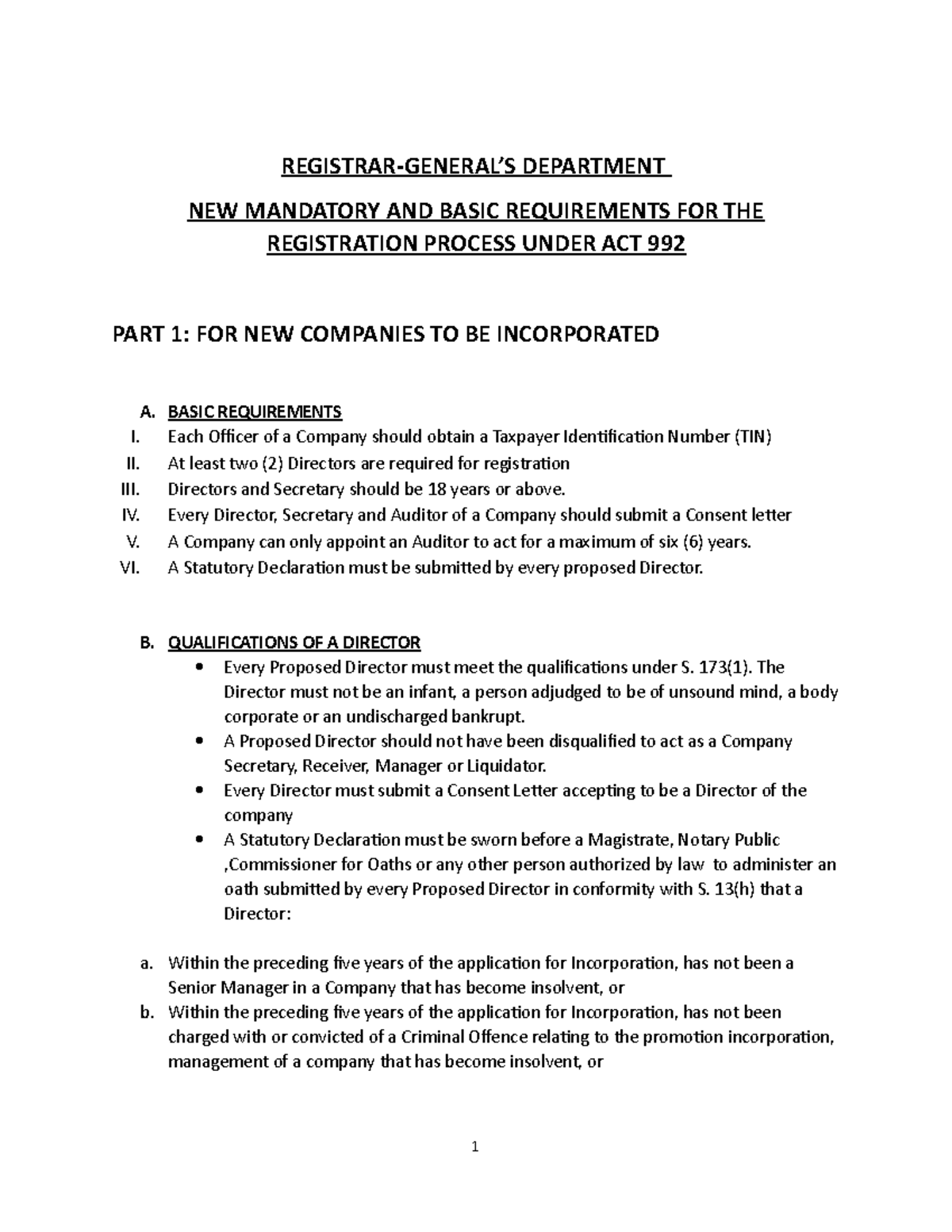 NEW Requirements - Lecture notes 1 - REGISTRAR-GENERAL’S DEPARTMENT NEW ...