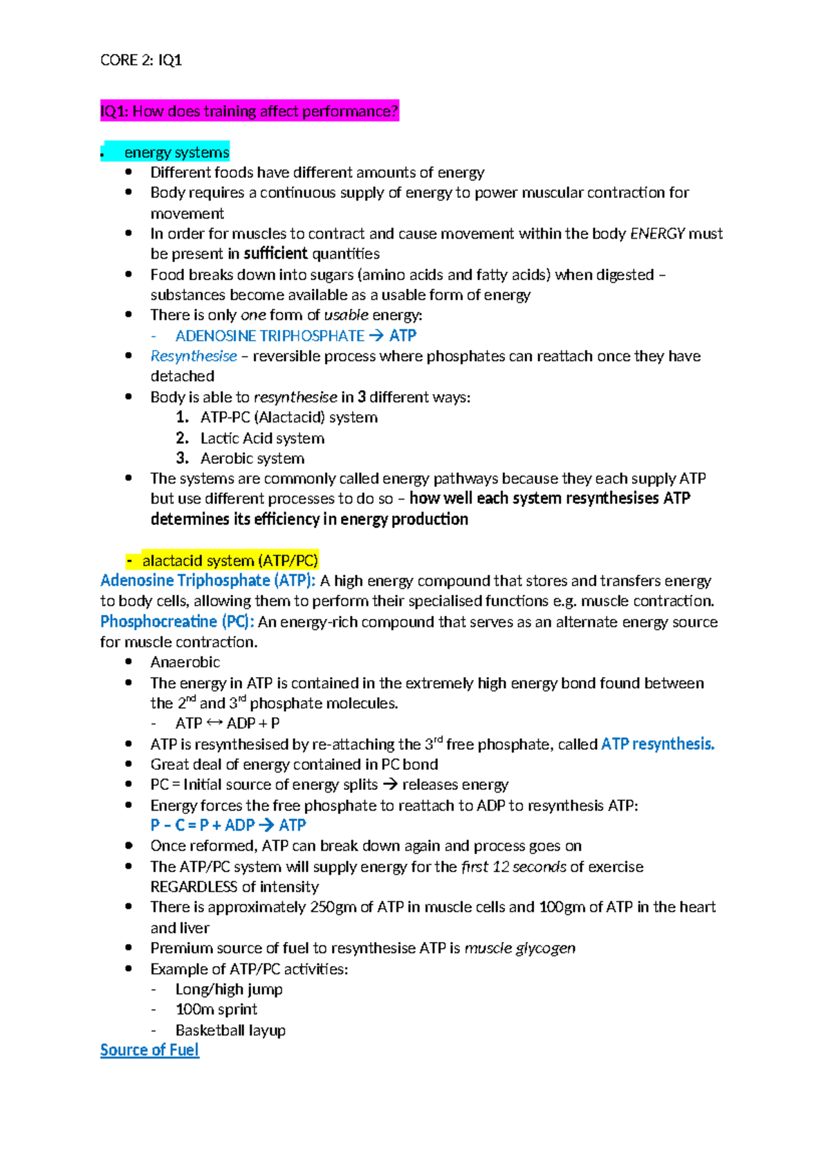 CORE 2 Practice Materials for your assistance - IQ1: How does training ...