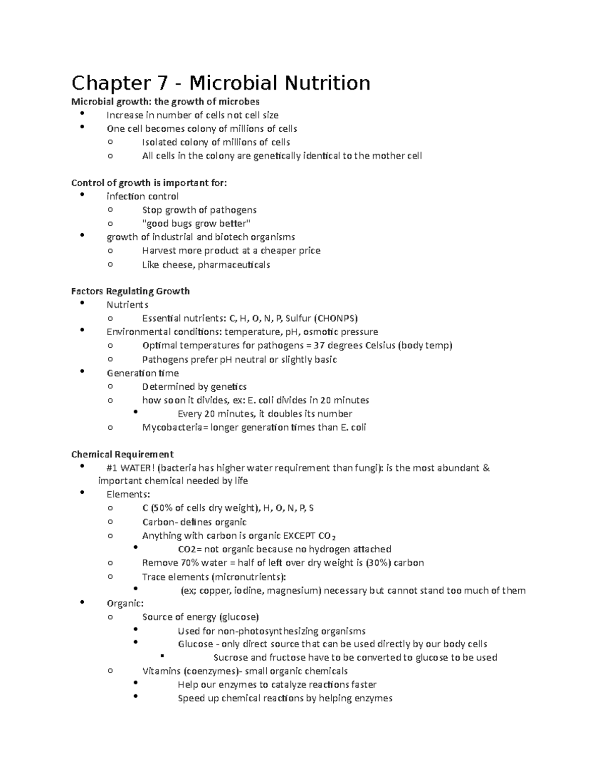 Chapter 7 - Microbial nutrition - Chapter 7 - Microbial Nutrition ...