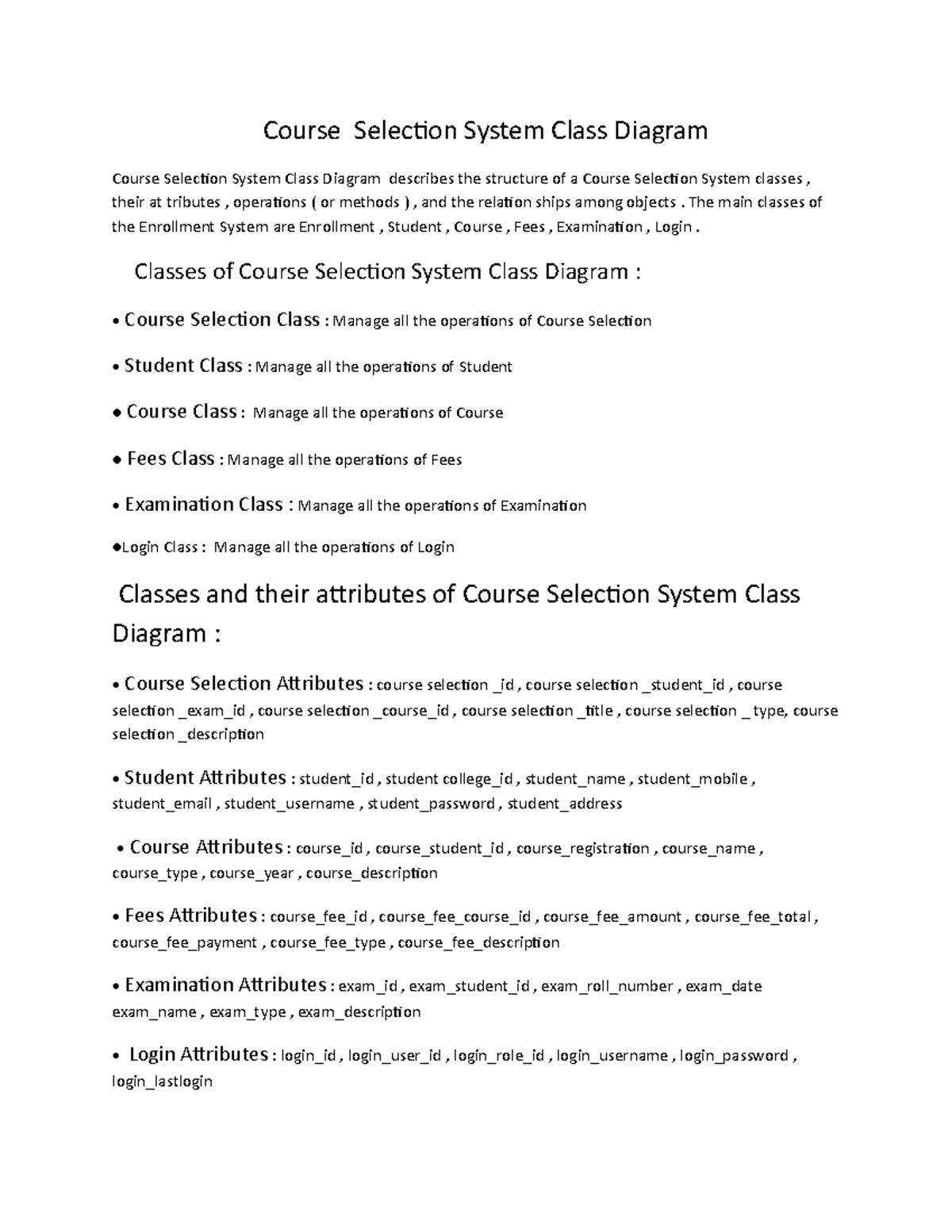 01 - gxtjgg uytfduy tfui u - Course Selection System Class Diagram Course Selection System Class ...