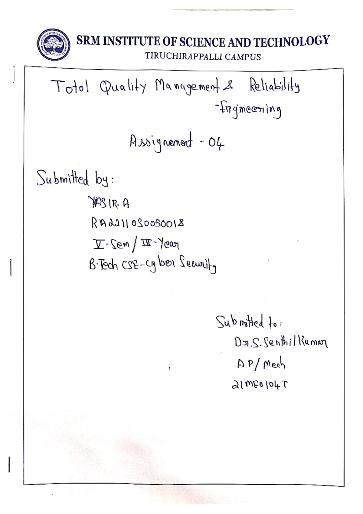 18 Assignment 4 Assignment On Unit 4 Security Another Srm Institute
