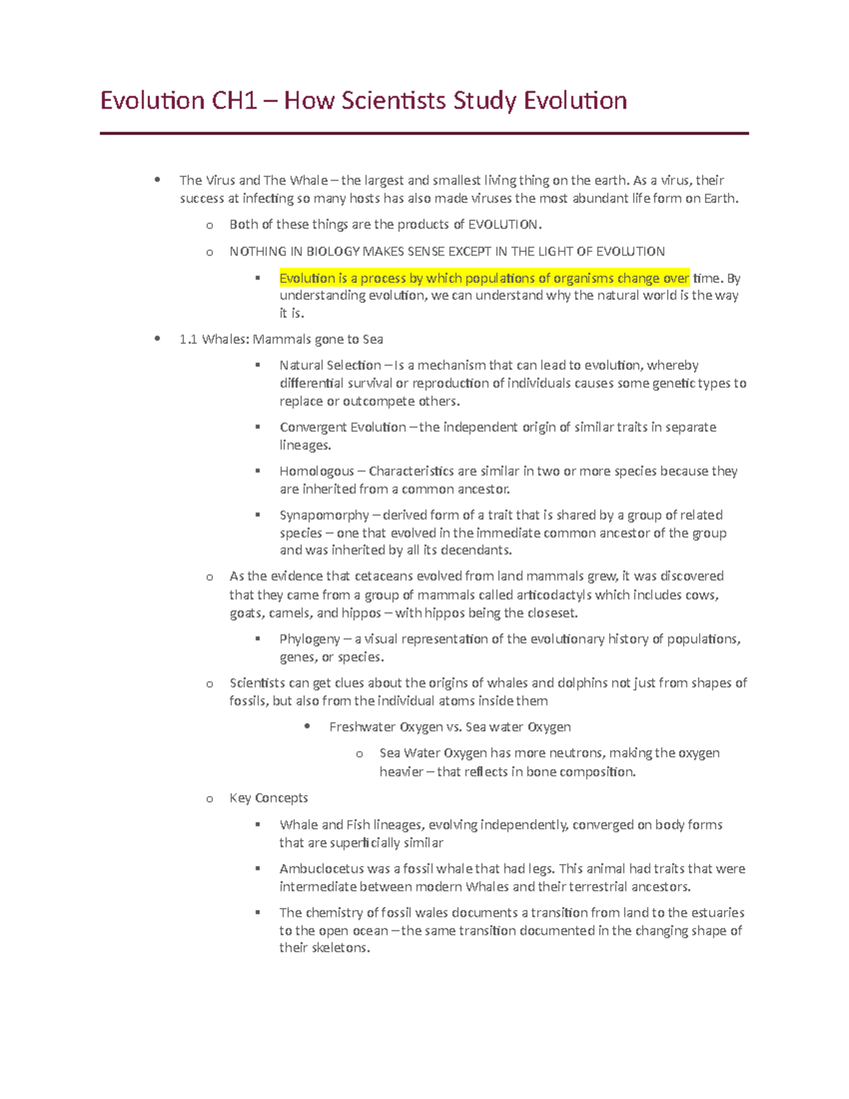 Evolution CH1 – How Scientists Study Evolution - Evolution CH1 – How ...
