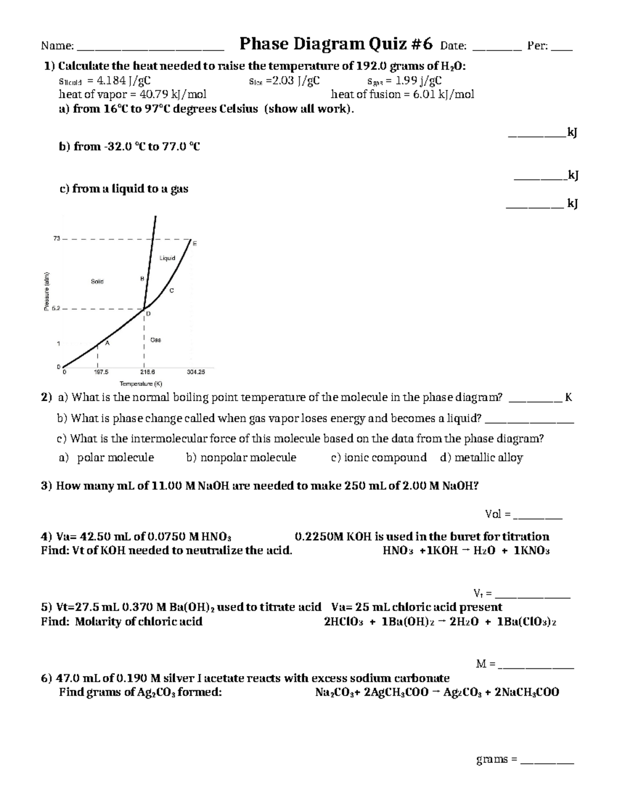 Phase Diagram & Solutions Quiz 6A - Name ...