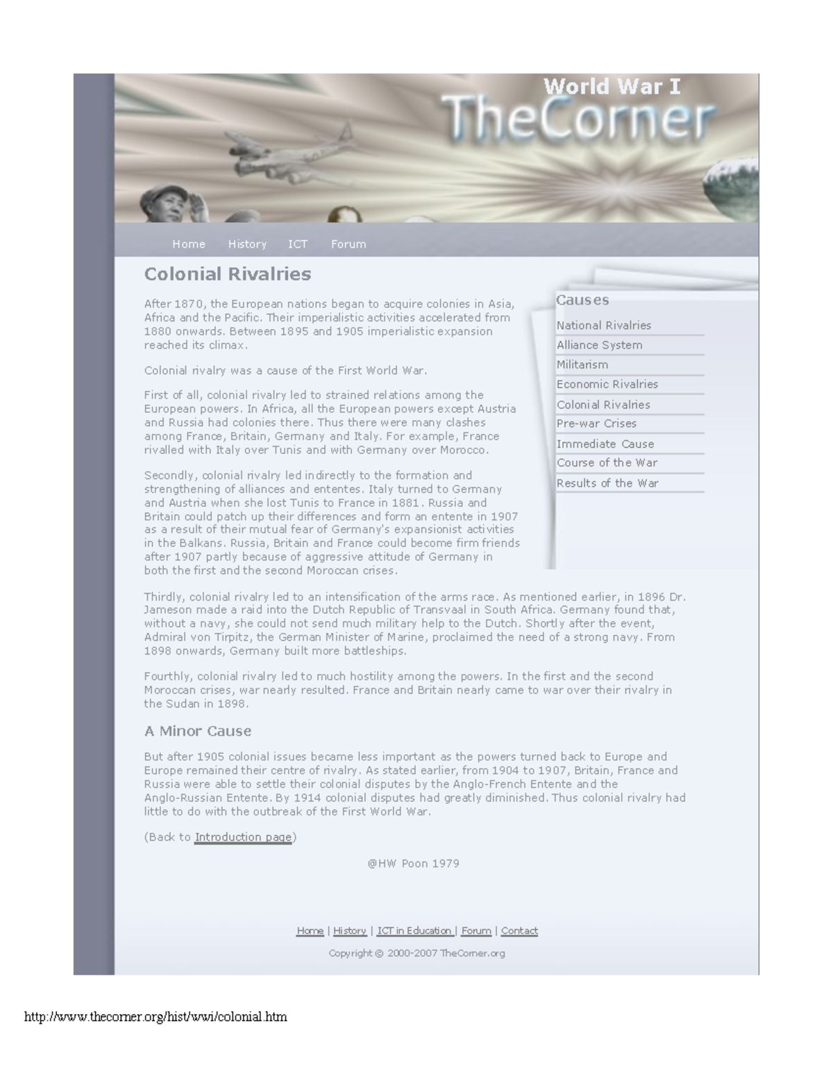 Causes of World War I, Colonial Rivalries - thecorner/hist/wwi/colonial ...