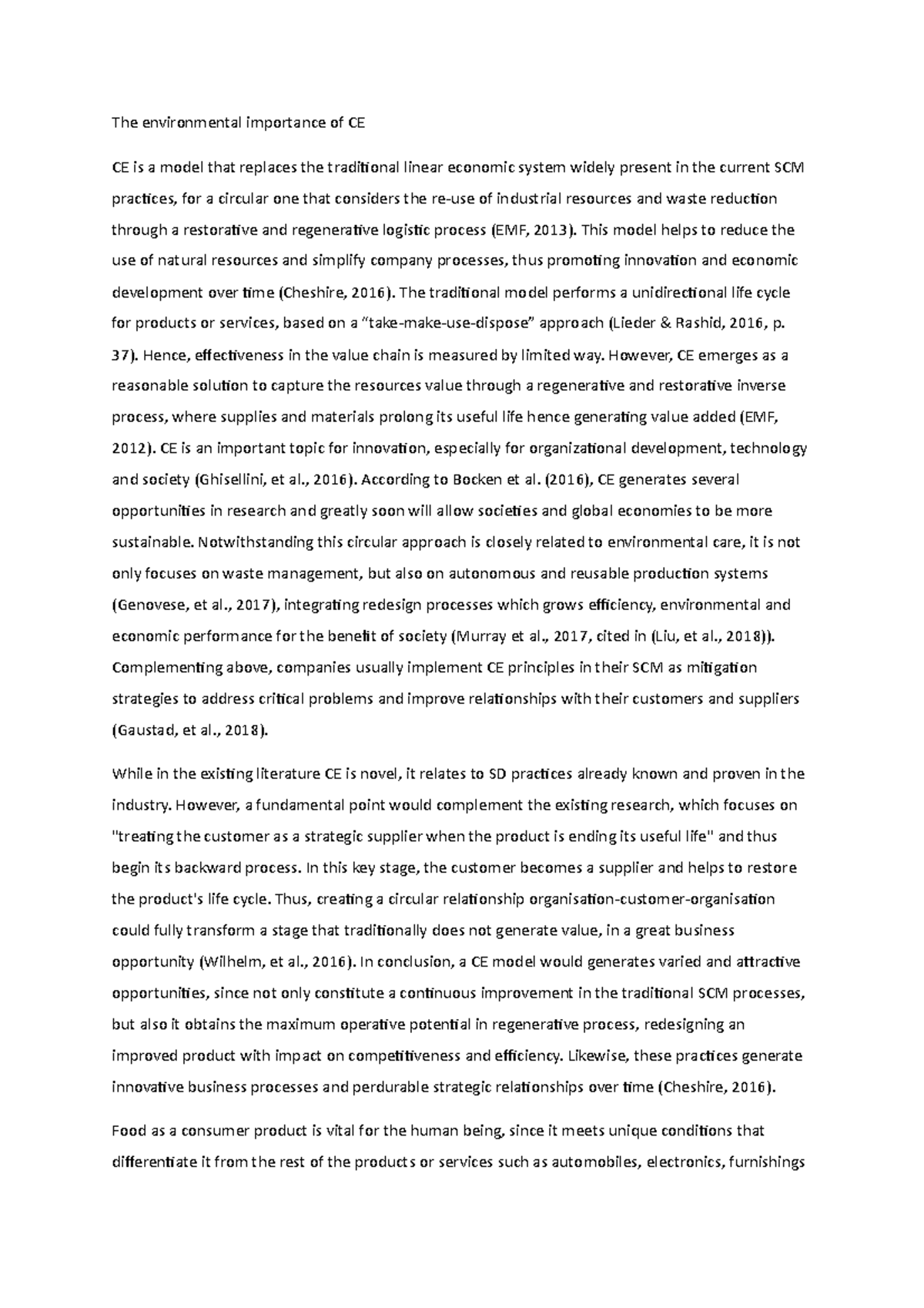 The environmental importance of CE - This model helps to reduce the use ...