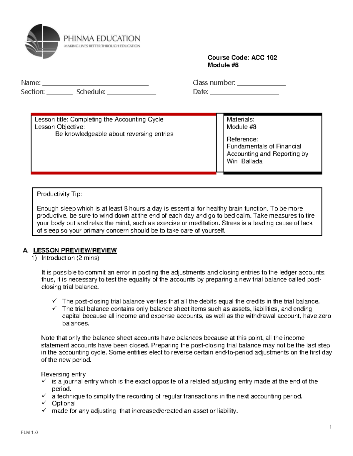 Copy of Module #8 - Module # Name ...