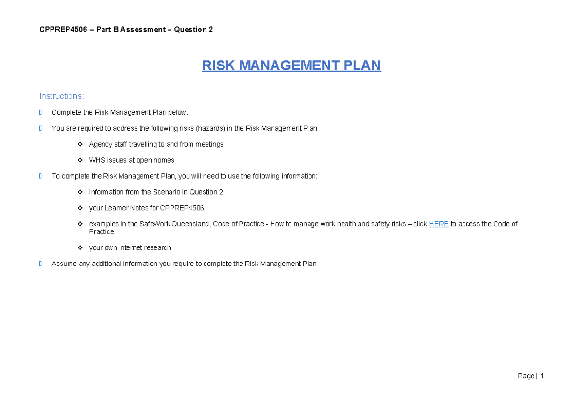 Risk Management Table (Blank template) - July 2022 - Copy - RISK ...