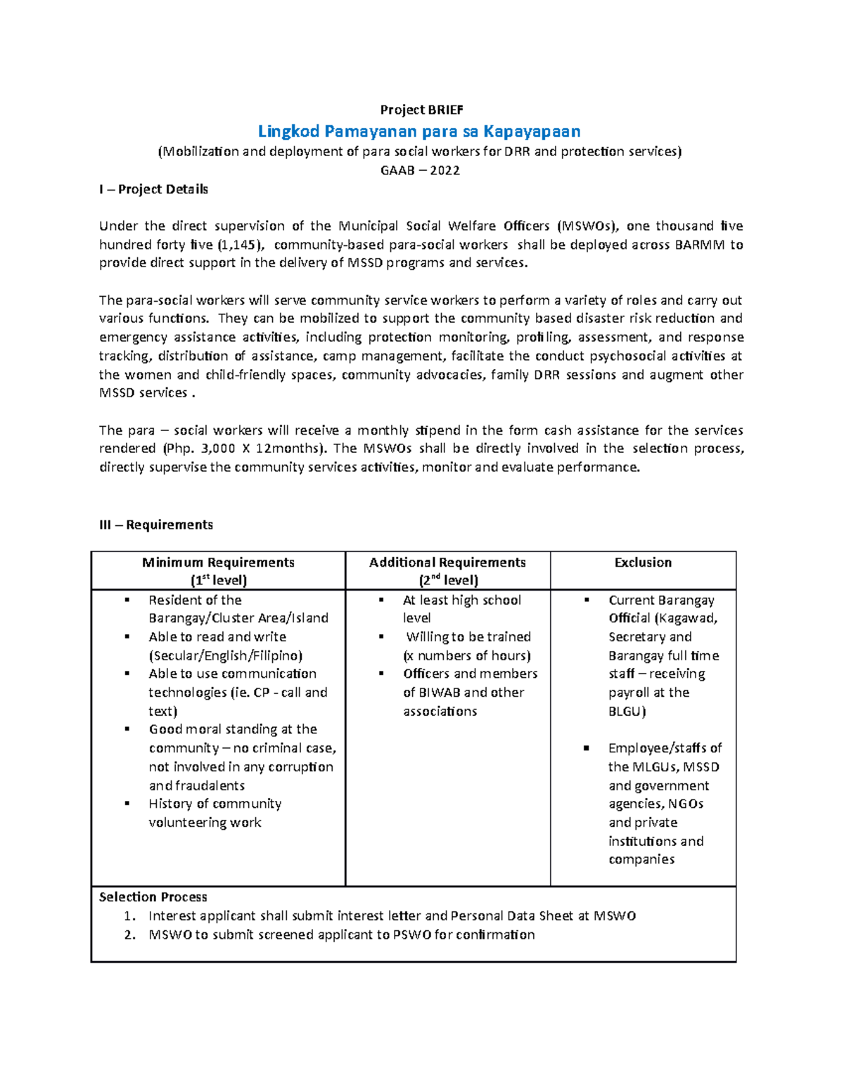 Project- Brief Lingkod-Pamayanan - Project BRIEF Lingkod Pamayanan para ...