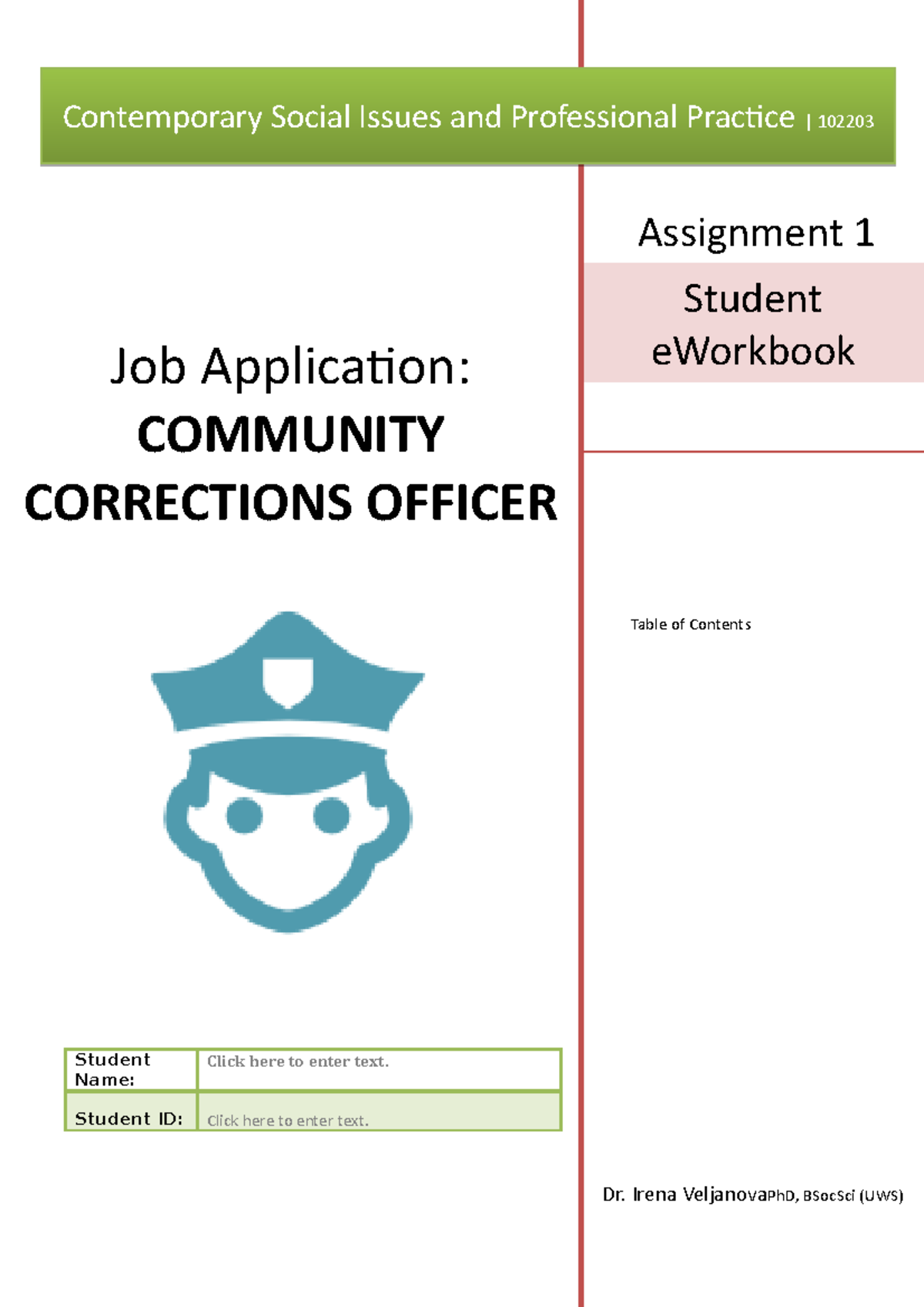 Job Application Template - Student Name: Click here to enter text ...