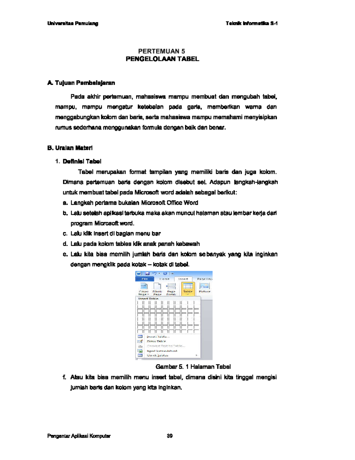 TPL0243 05 Pengelolaan Tabel - Mata Kuliah - Studocu