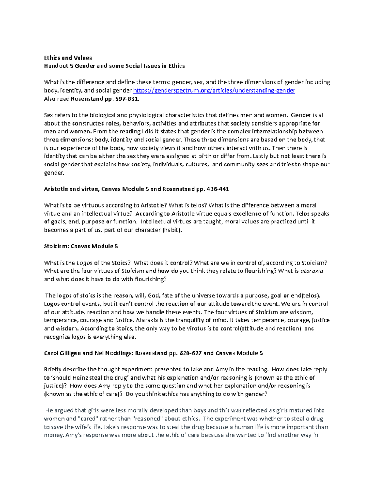 Handout 5 Gender and Some Social Issues in Ethics - Ethics and Values ...