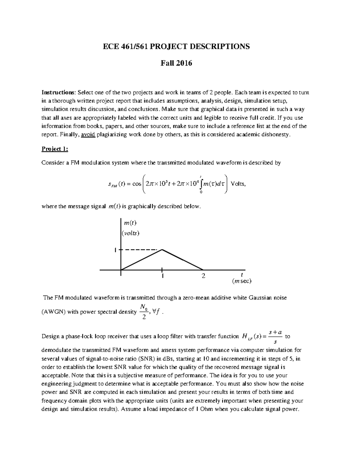 ECE-461-561- Projects- Descriptions-16 ECE 461 561 Homework 1 Solution - ECE 461/561 PROJECT ...