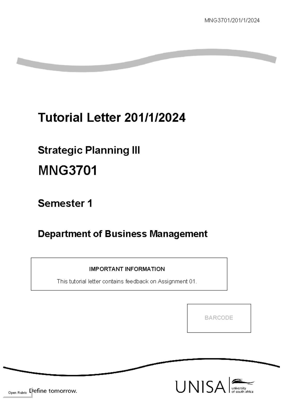 MNG3701 Tutorial Letter 201 1 2024 - MNG3701/201/ 1 /202 4 Tutorial ...