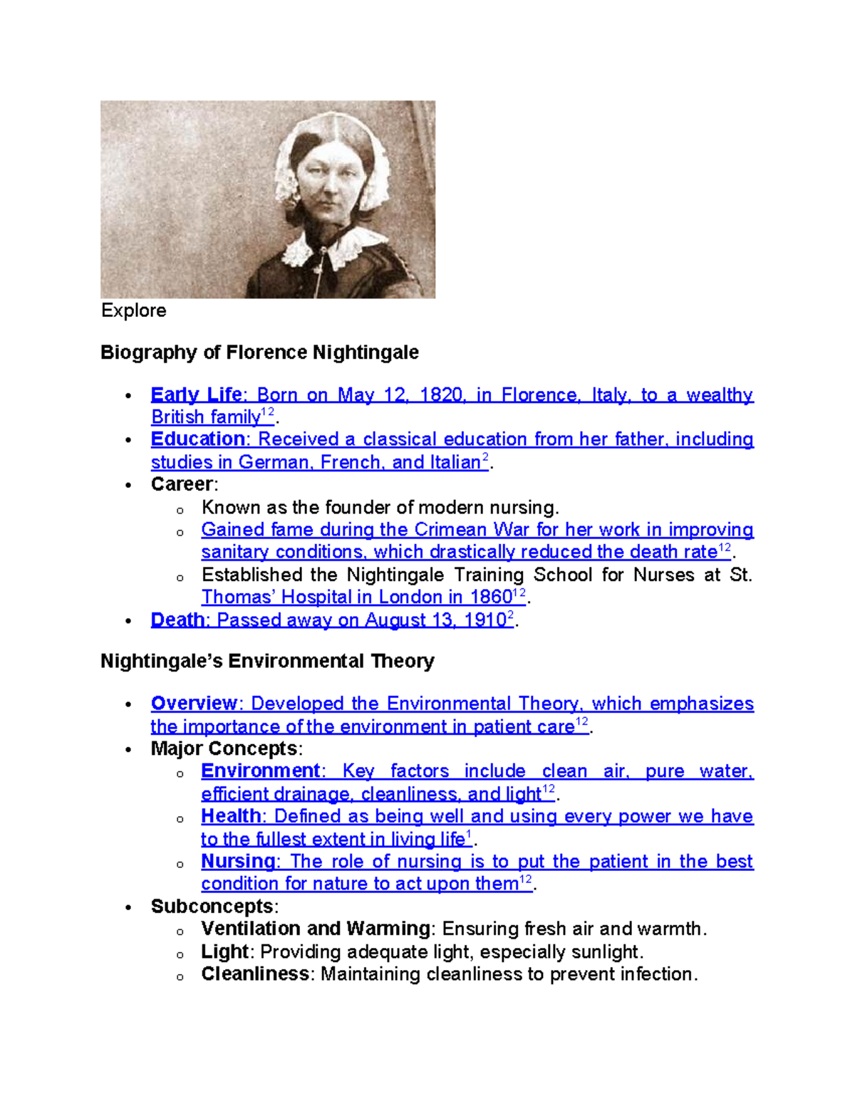 TFN Reviewer - Nursing Theory and their work summary - Explore ...