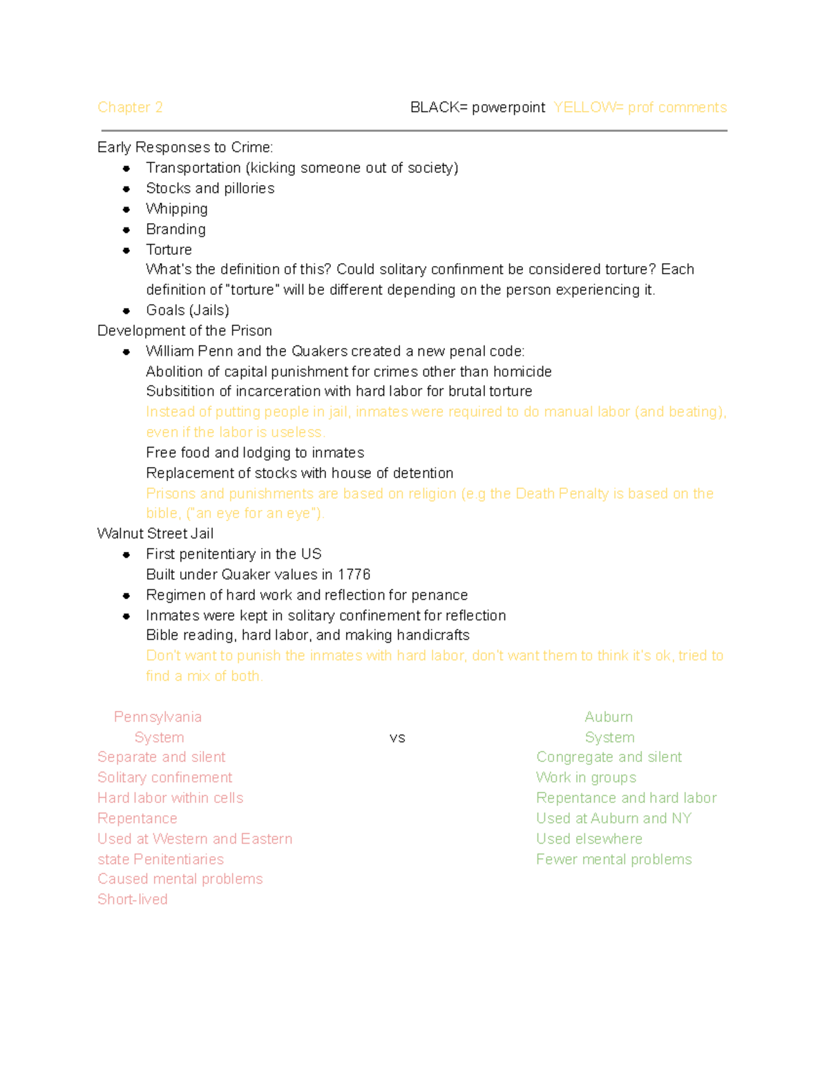 Intro to Corrections Notes: Weeks 1-15 - Chapter 2 BLACK= powerpoint ...