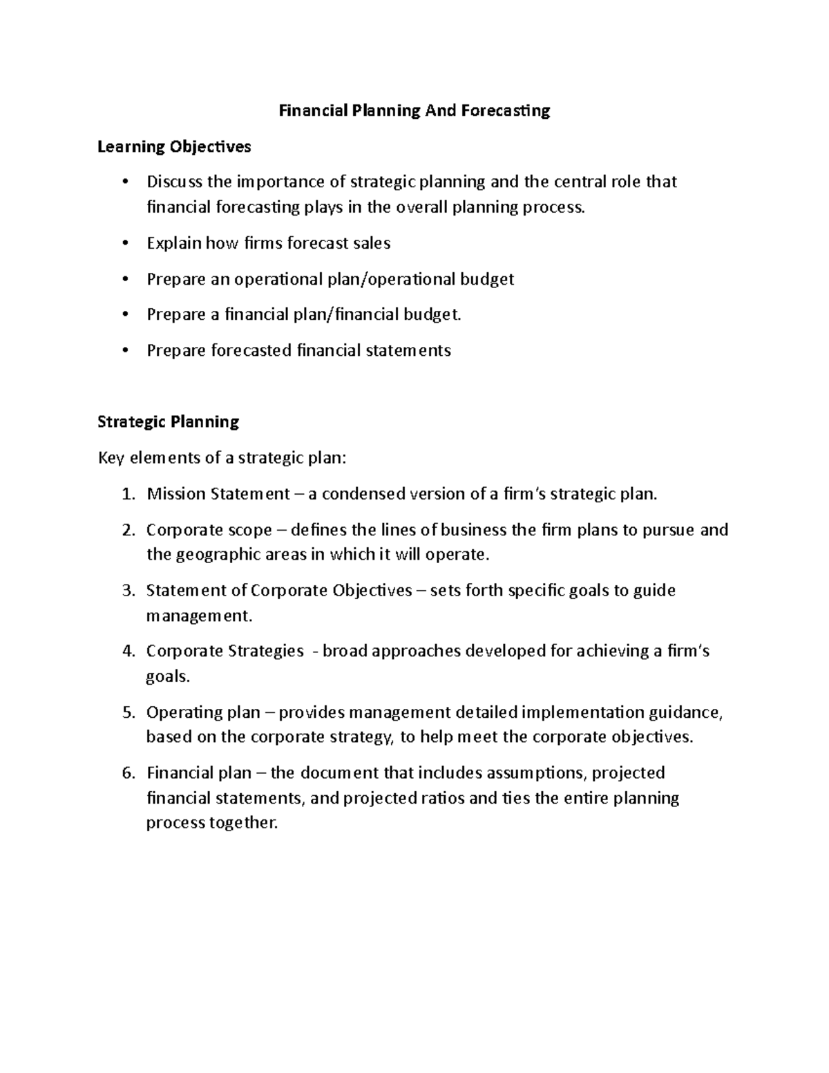 Financial Planning And Forecasting - 1 - Financial Planning And ...