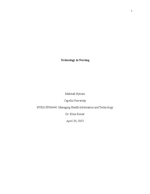 4040 assessment 1 - Nursing Informatics in Healthcare Lacey Bolen ...