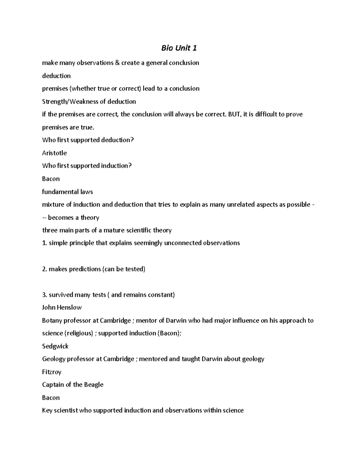 Biology Lesson Unit 1 - Bio Unit 1 make many observations & create a ...