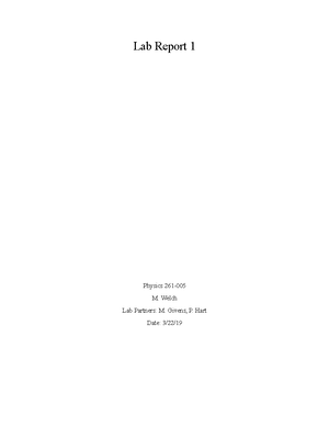 Lab report for physics - Lab 1: Using the Vernier Lab Pro Interface and ...