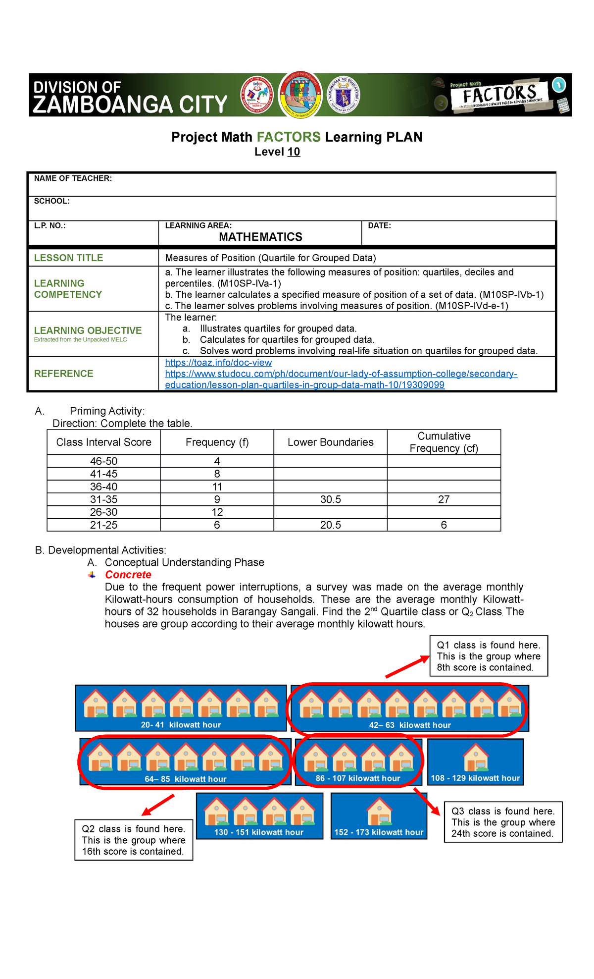 G10MATH ILP42 - A sample learning plan - Project Math FACTORS Learning ...