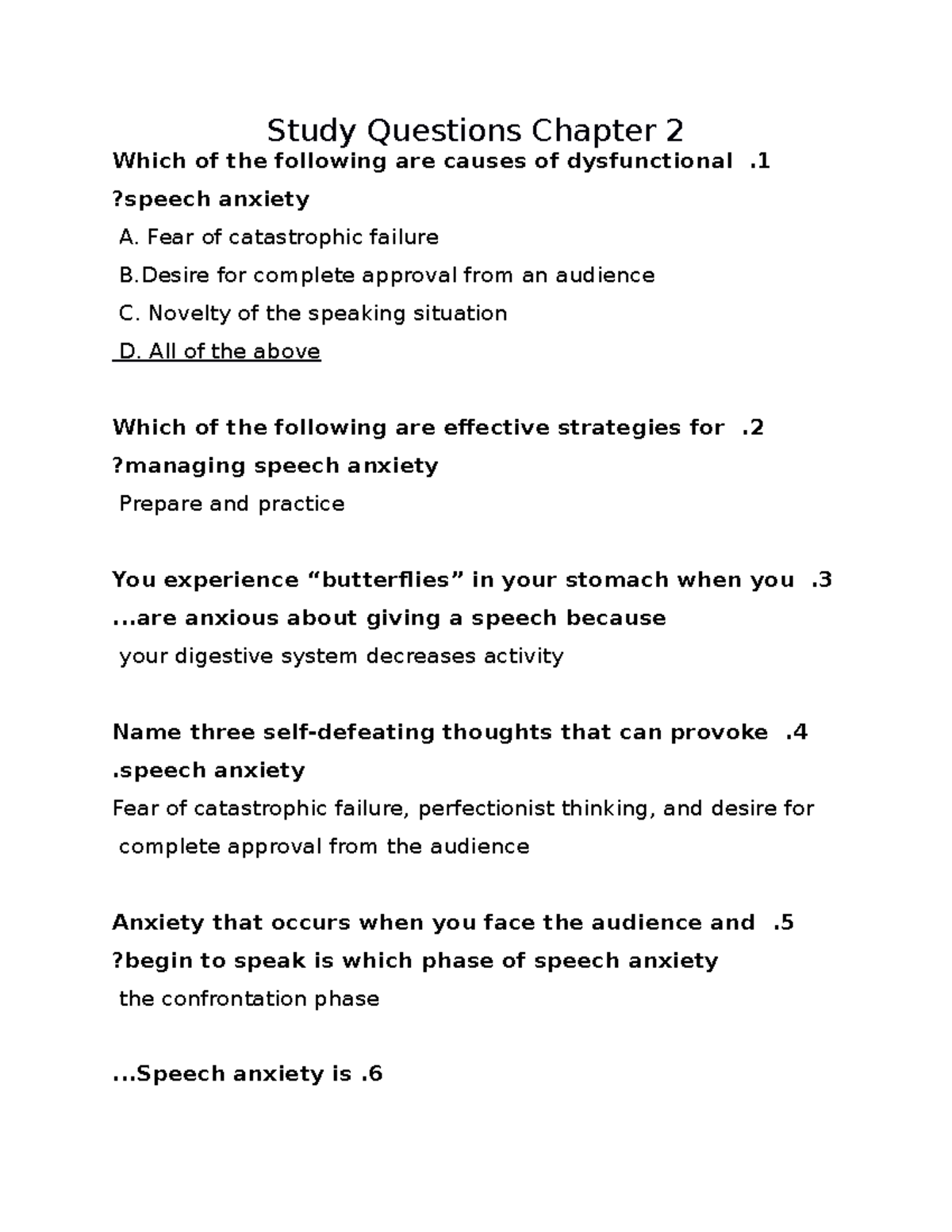 Chapters 2, 3, 6, 7, and 14 Practice Questions for Outlines - Study ...